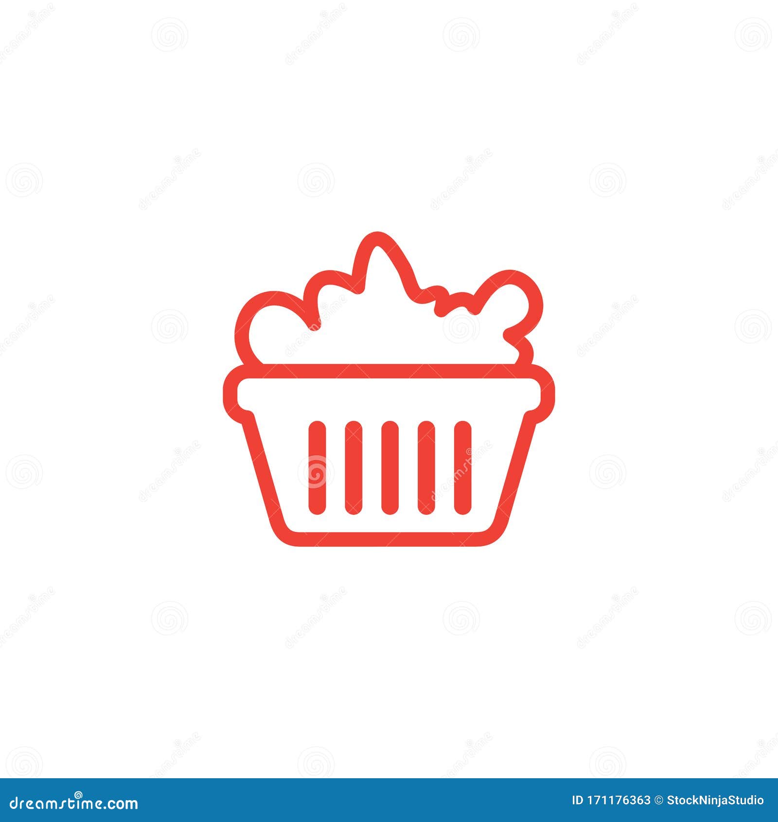 Basket Line Red Icon on White Background. Red Flat Style Vector ... Basket Line Red Icon on White Background. Red Flat Style Vector ...