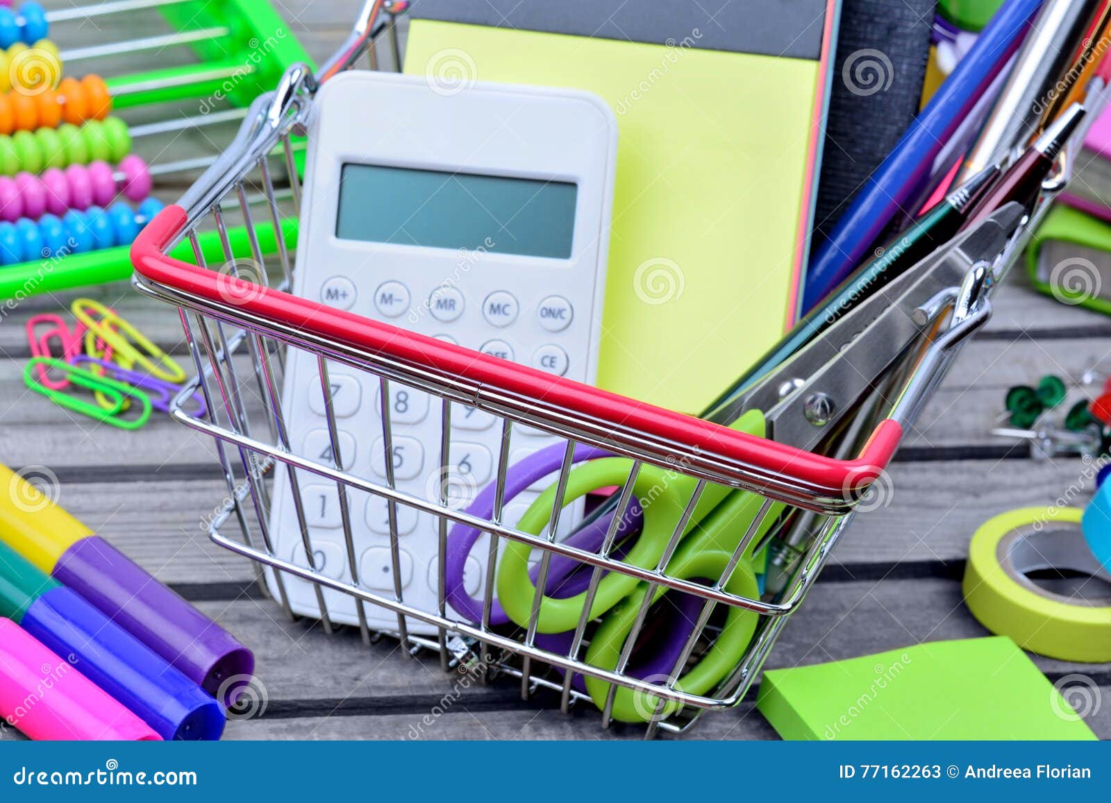 Basket with objects school stock image. Image of cart - 77162263