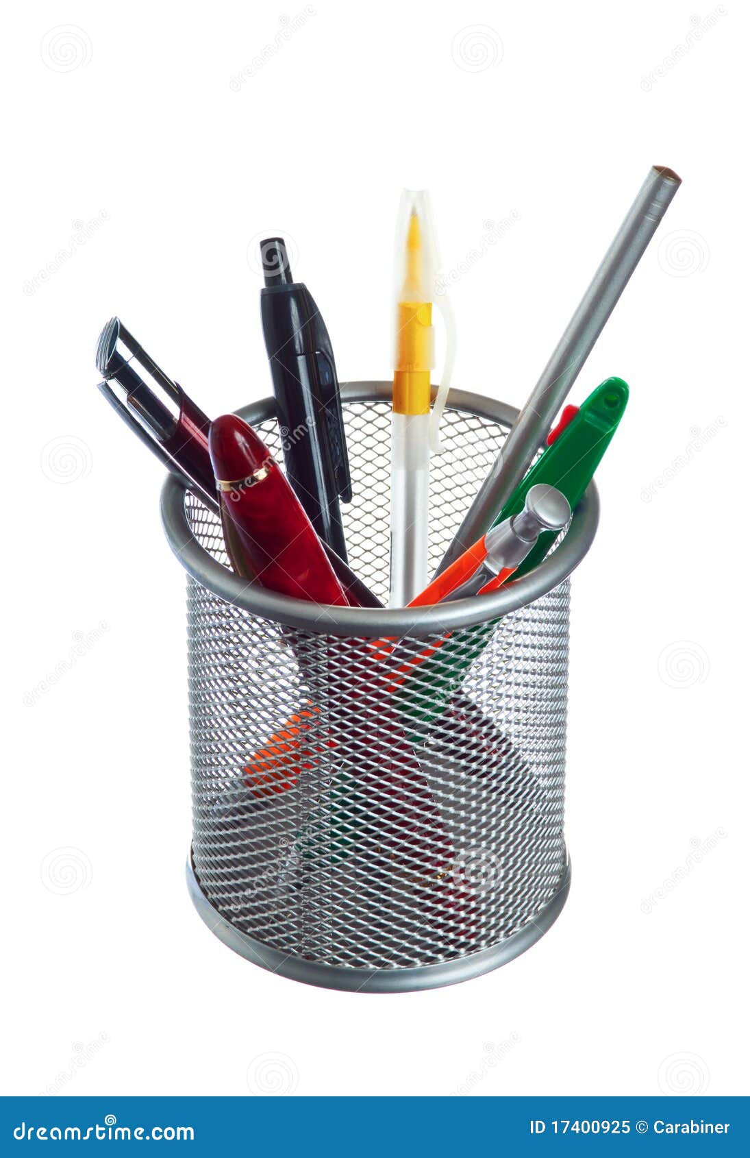 Basket with Pencils and Pens Stock Image - Image of shiny, container ...