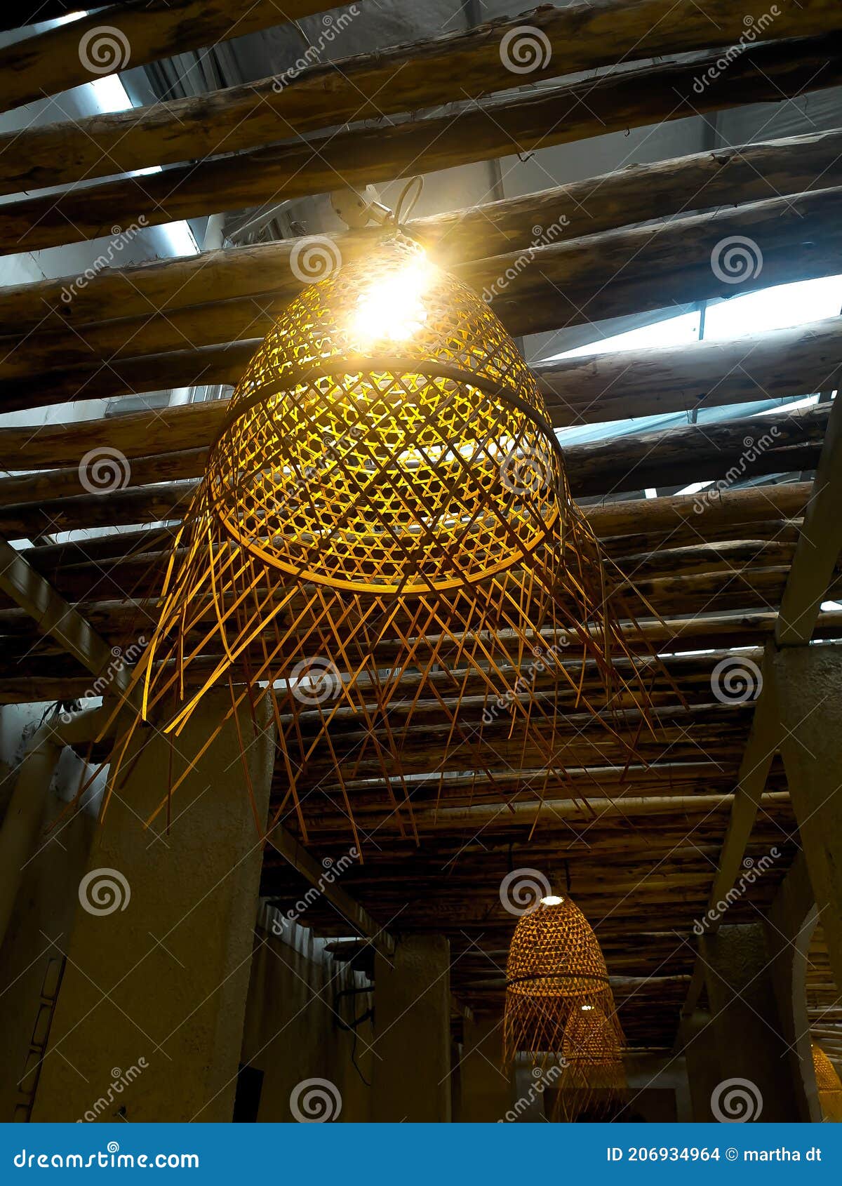 Basket Pendant Lights stock photo. Image of iron, lighting - 206934964