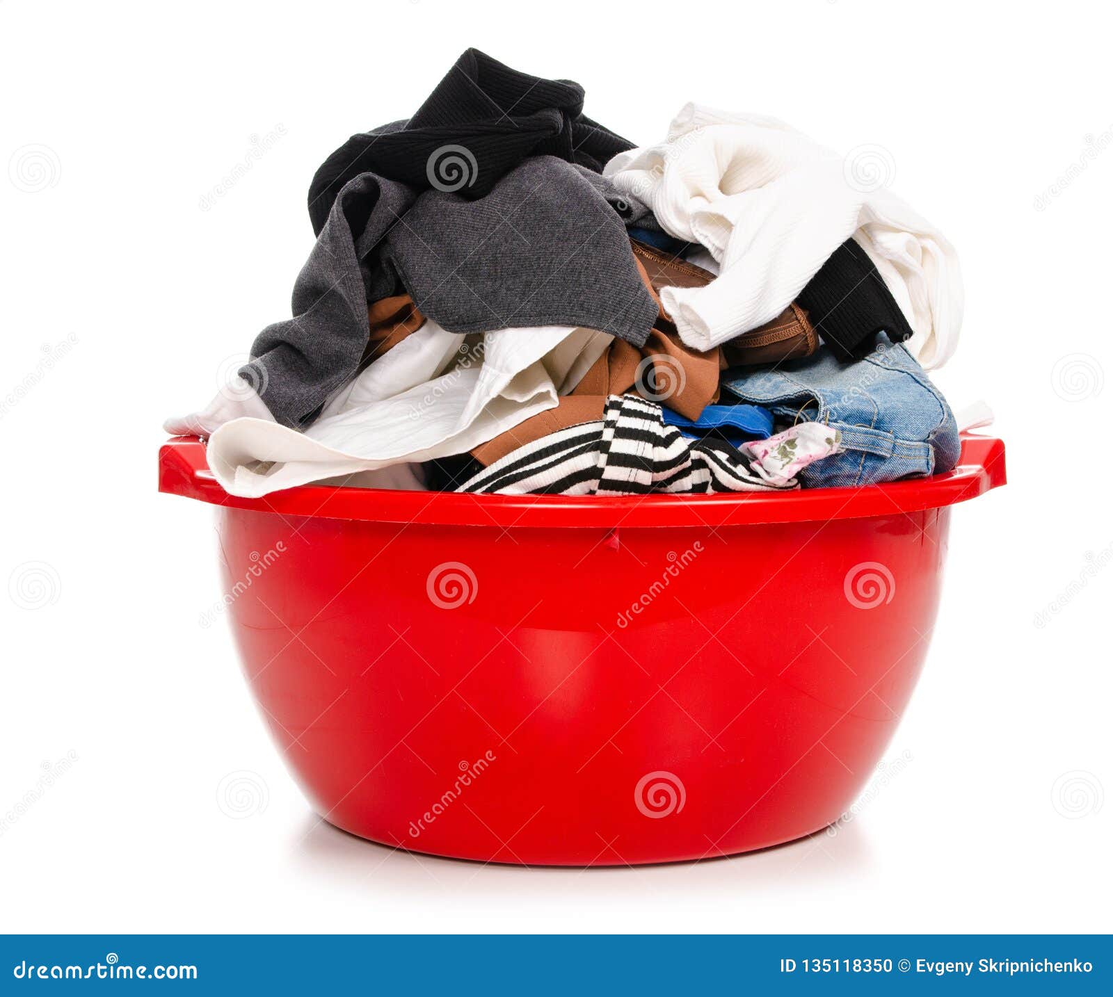 Basket Plastic Basin with Clothes Laundry Stock Photo - Image of ...
