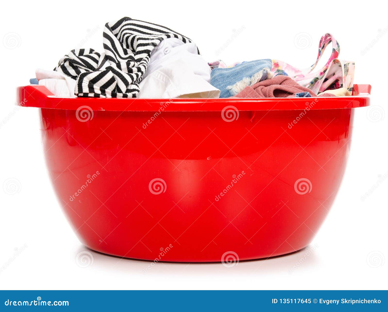 Basket Plastic Basin with Clothes Laundry Stock Image - Image of ...