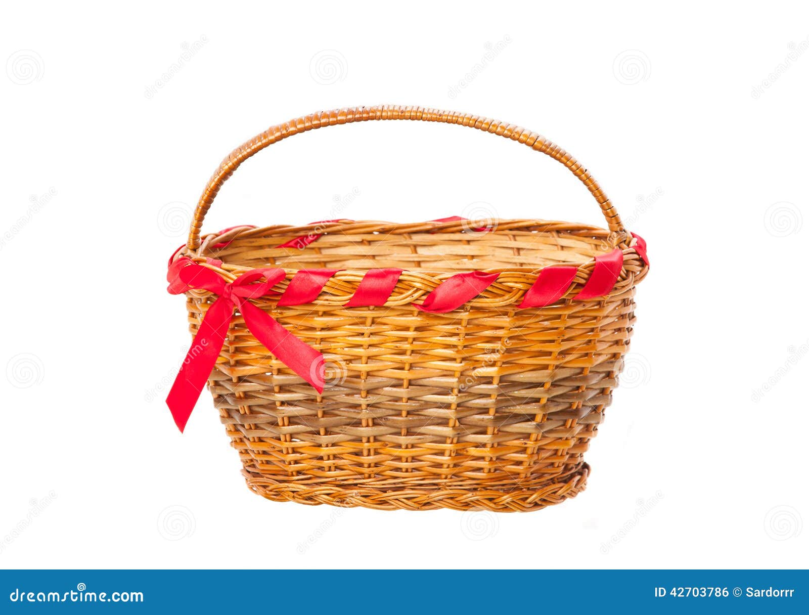 Basket with red ribbon bow stock photo. Image of basket - 42703786