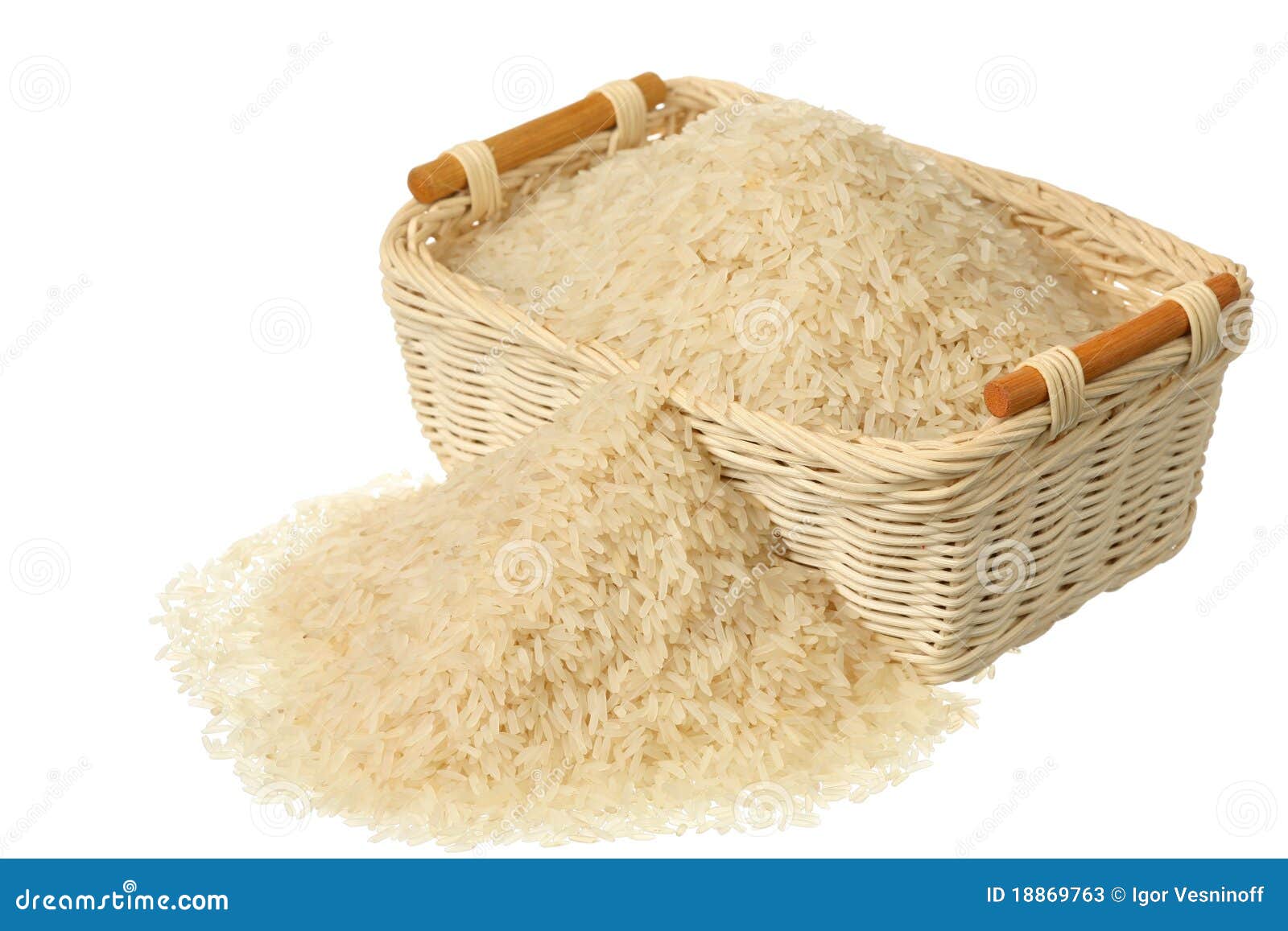 Basket of rice stock image. Image of white, isolated - 18869763