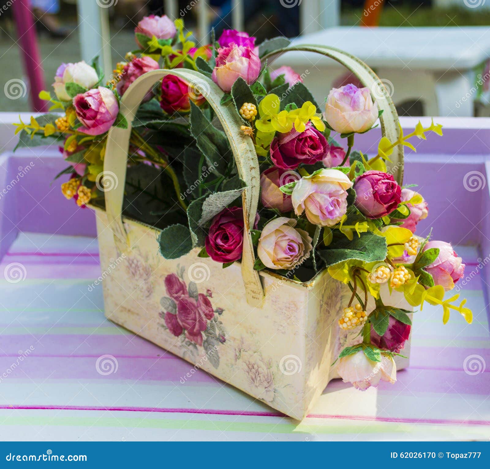Basket with roses stock photo. Image of mixed, basket - 62026170