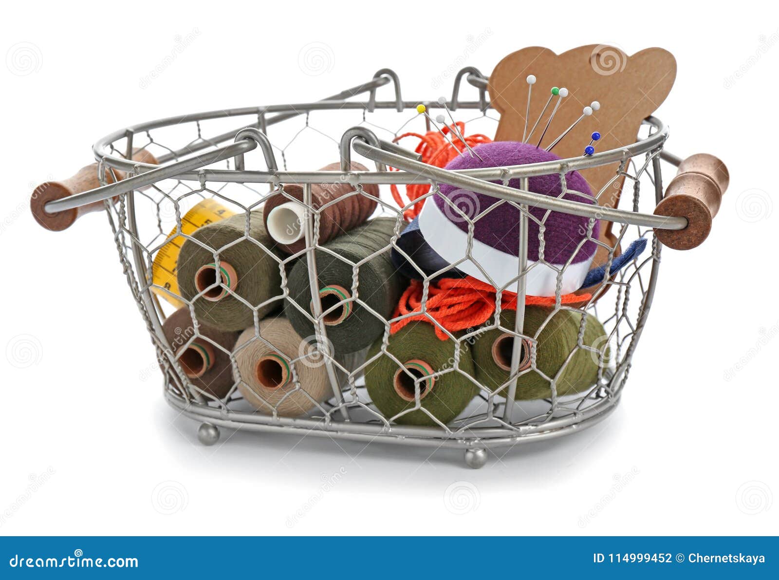 Basket with Set of Color Sewing Threads Stock Photo - Image of tint ...