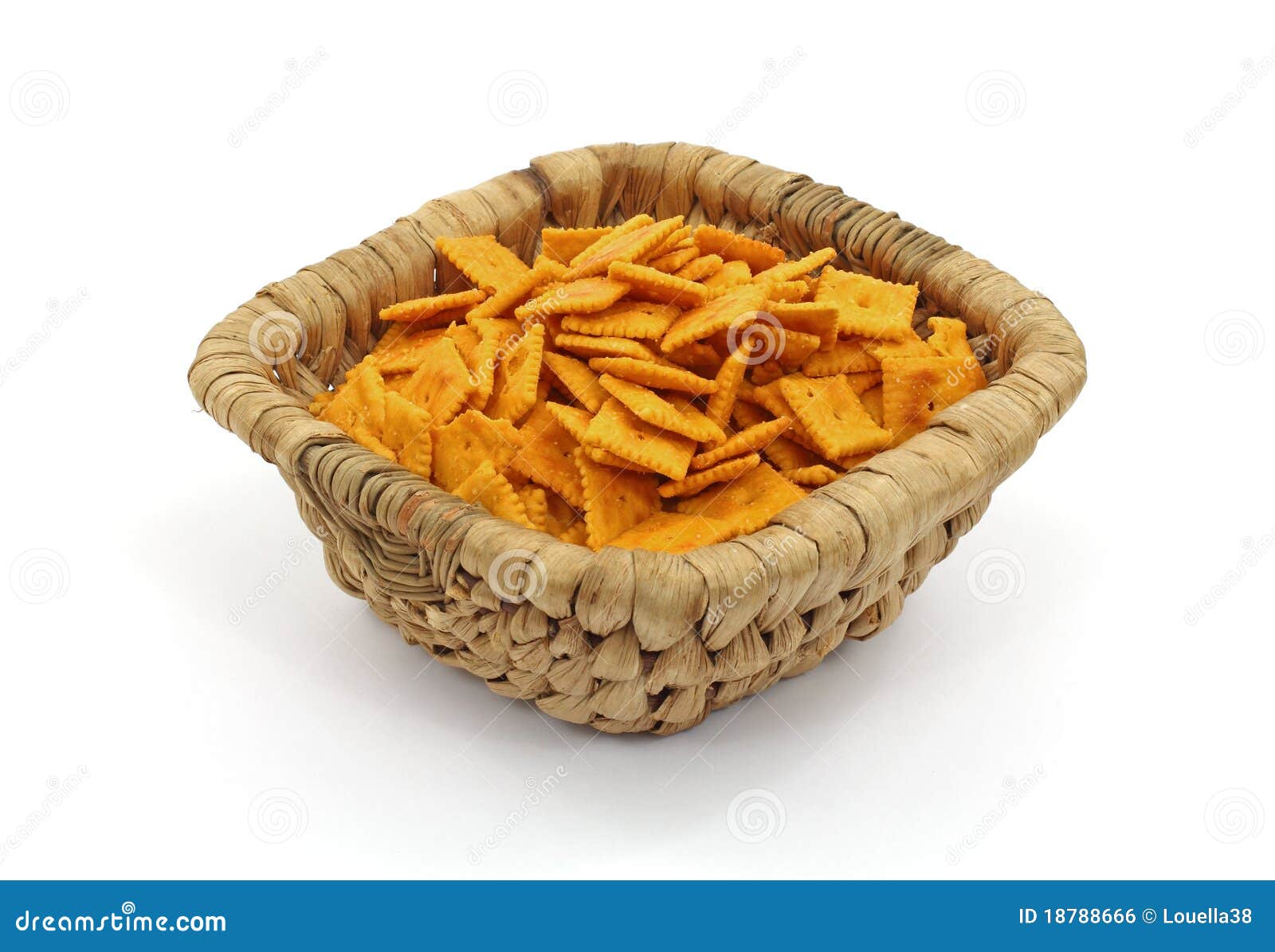 Basket of Small Square Cheese Crackers Stock Photo - Image of taste ...