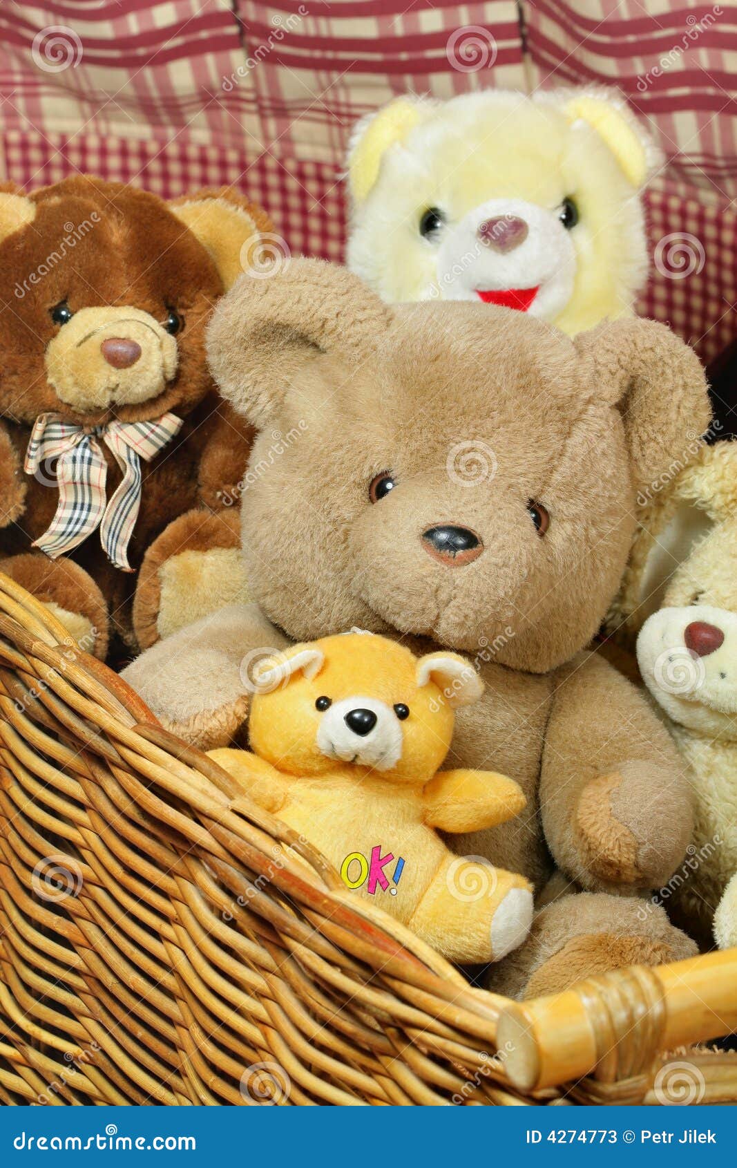 Basket of teddy bears stock image. Image of surprise, playing - 4274773