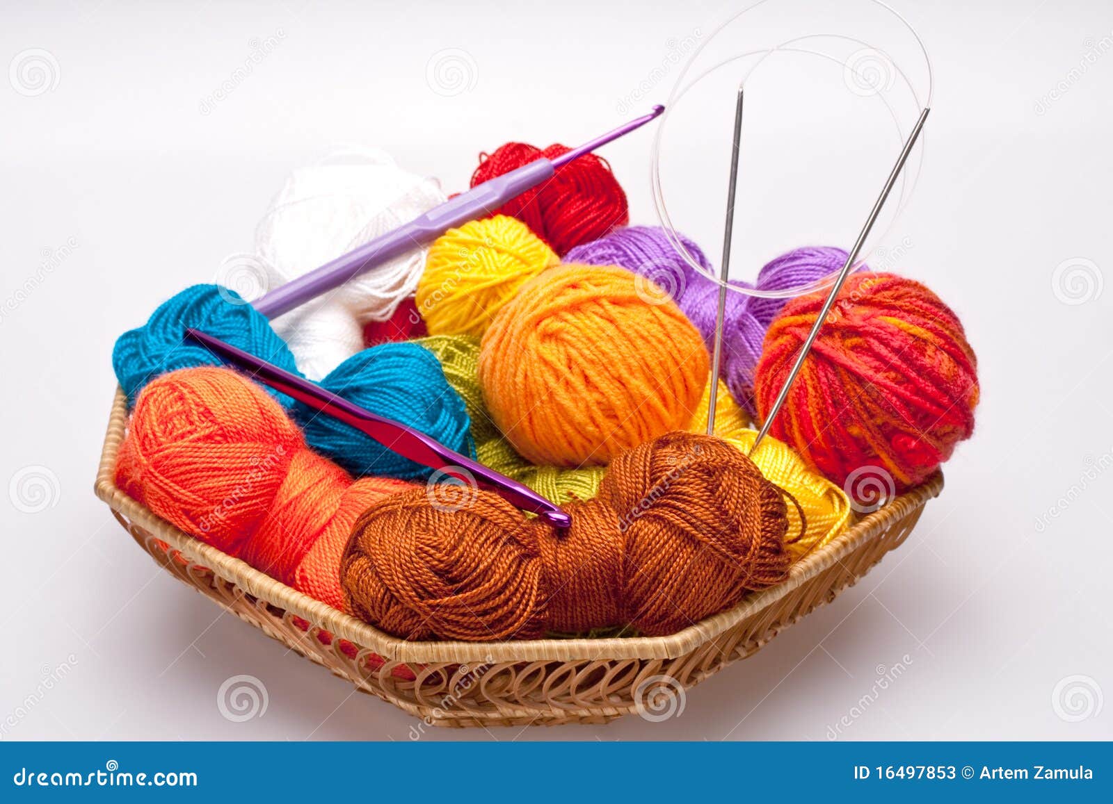 Basket With Thread And Balls For Knitting Picture. Image: 16497853