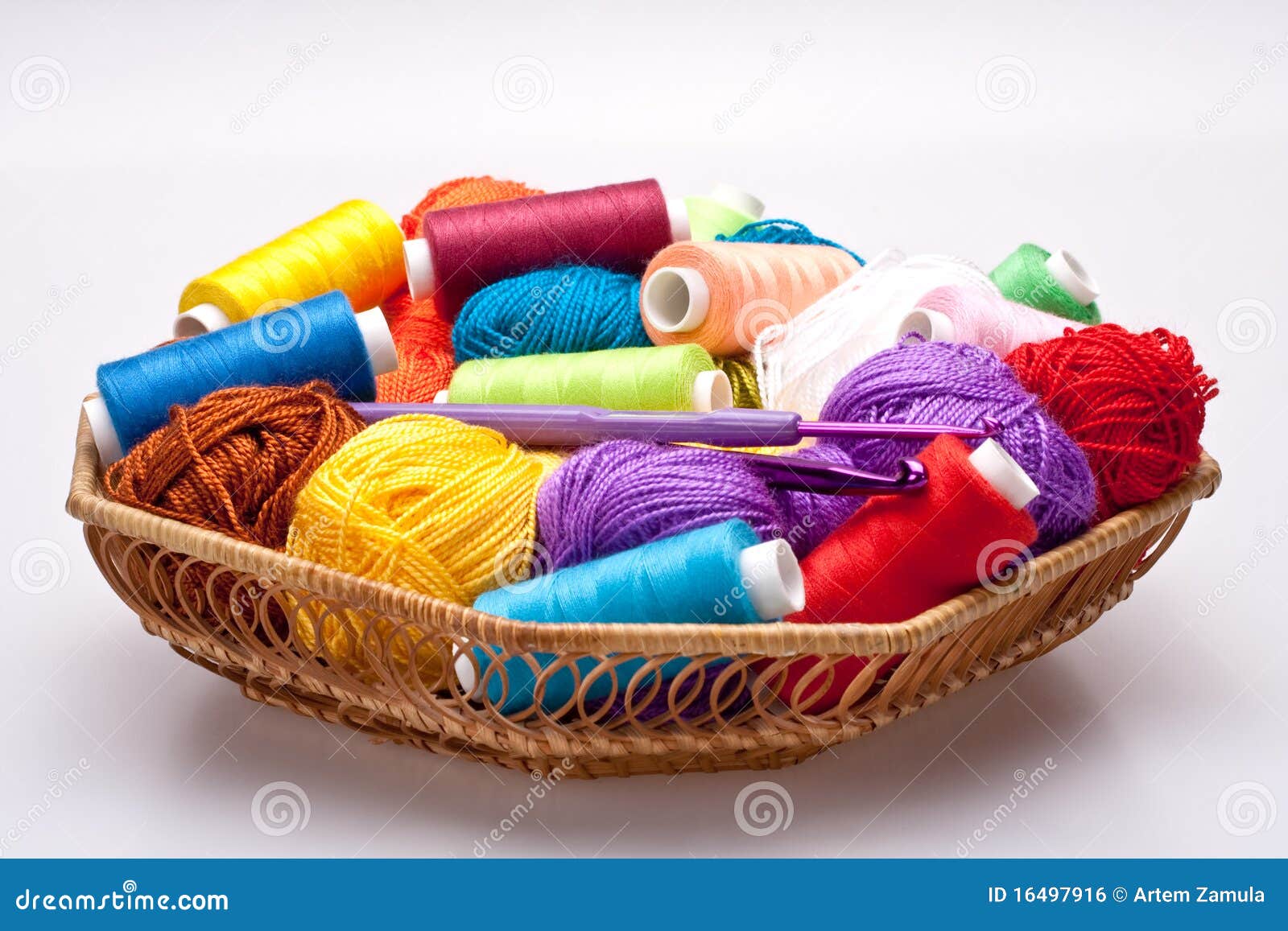 Basket with Thread and Balls for Knitting Stock Photo - Image of craft ...