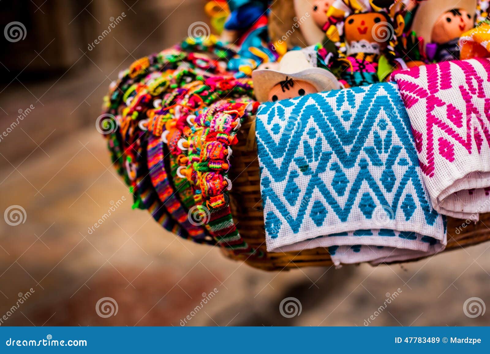 Basket of Traditional Dolls and Mexican Crafts Stock Image - Image of ...