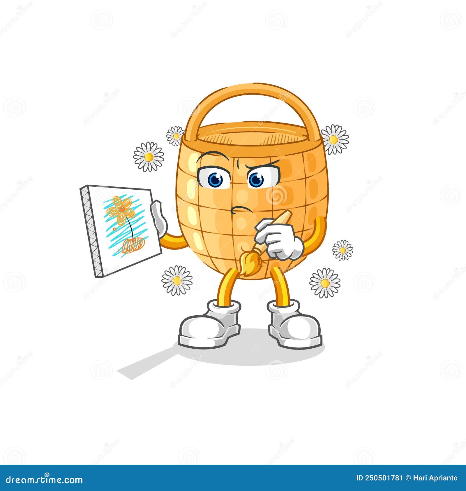 Basket Traditional Painter Cartoon Character Vector Stock Vector ...