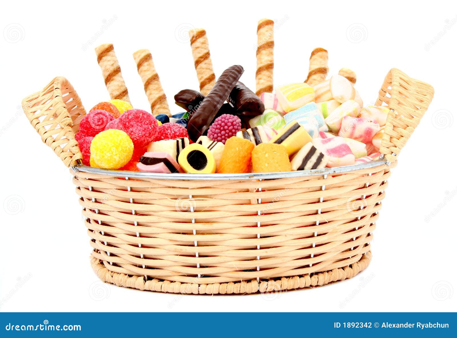 Basket with Various Sweets and the Cookies, Isolated Stock Photo ...