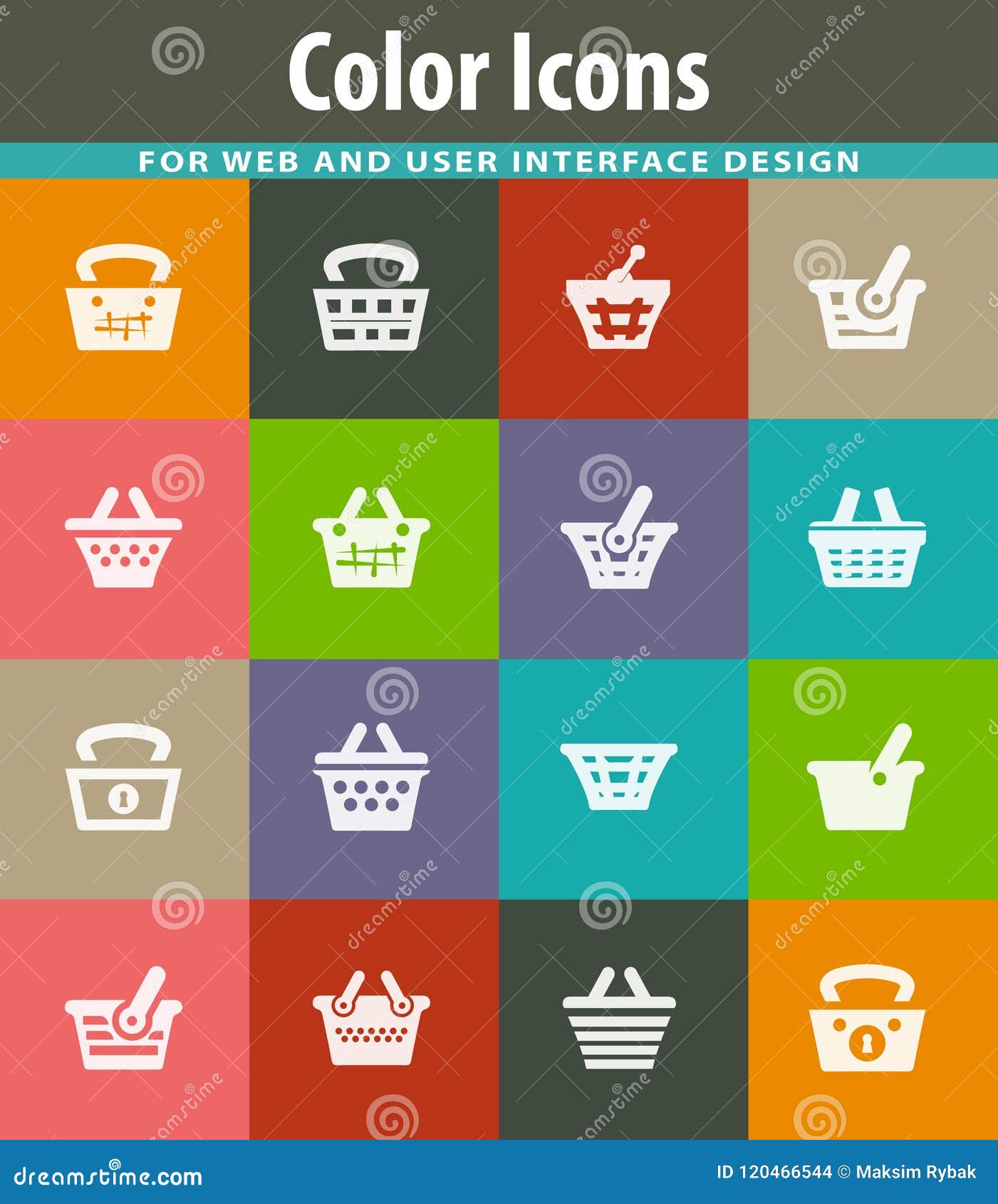 Basket icons set stock vector. Illustration of commerce - 120466544