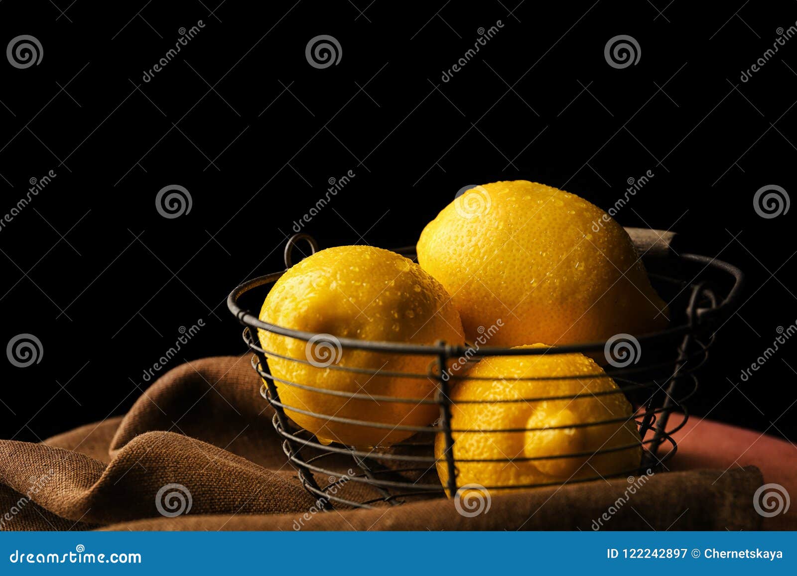 Basket with Whole Lemons on Table Stock Image - Image of organic ...
