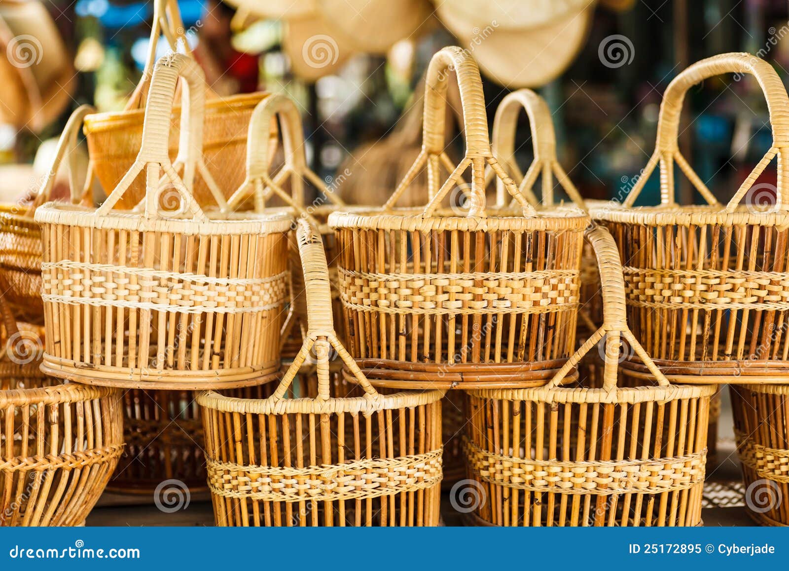 Basket Wicker is Thai Handmade Stock Image - Image of country ...