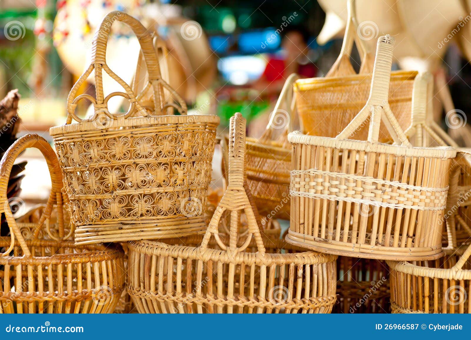 Basket Wicker is Thai Handmade Stock Image - Image of pattern ...