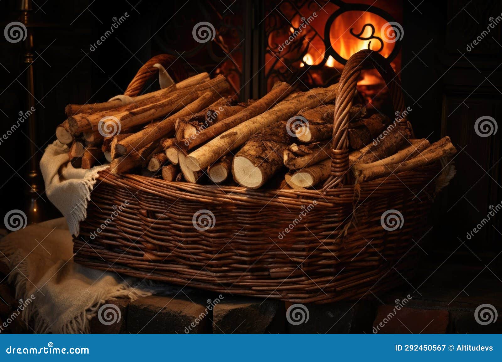 A Basket of Yule Logs Ready for the Fire Stock Image - Image of ...