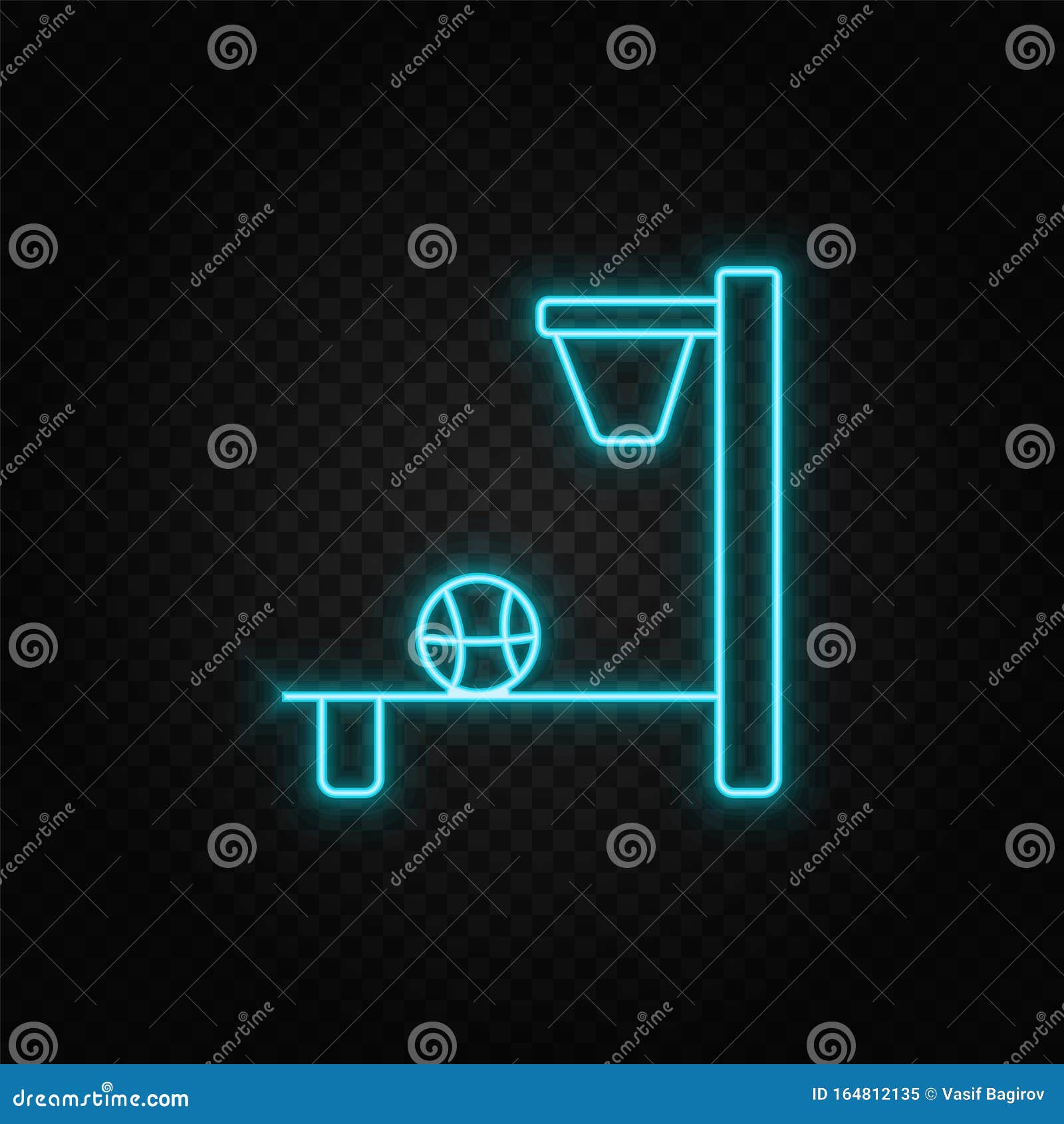 Basketball Arcade Electronic Neon On Wall. Dark Background Brick Wall ...