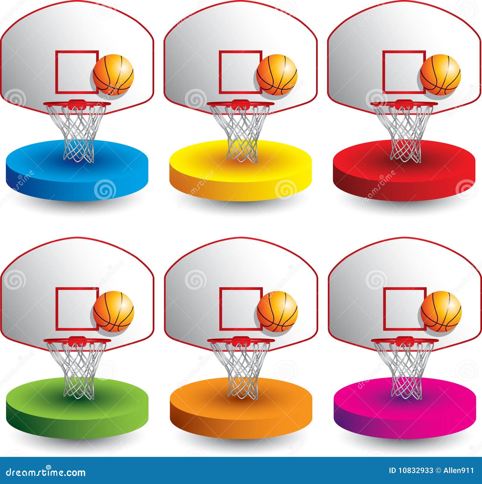 Basketball and Backboard on Colored Discs Stock Vector - Illustration ...