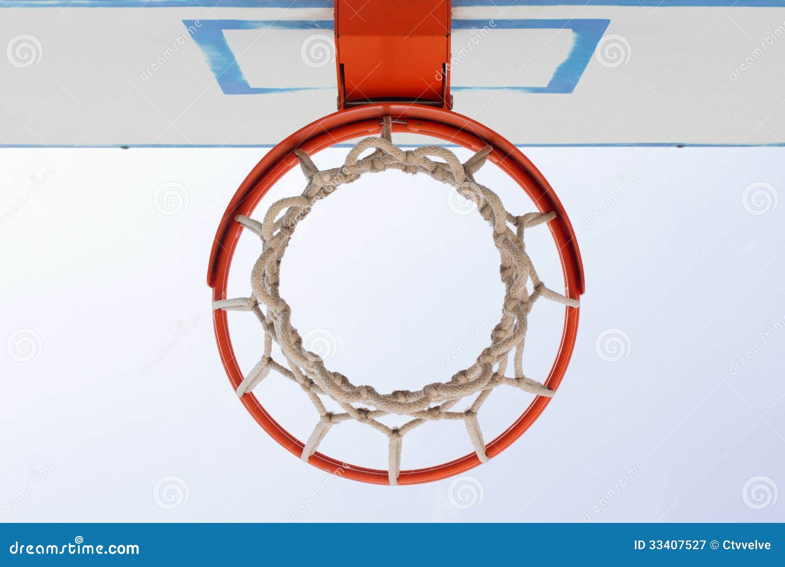 Basketball Backboard With Hoop Without Net On Blue Sky Background Stock ...