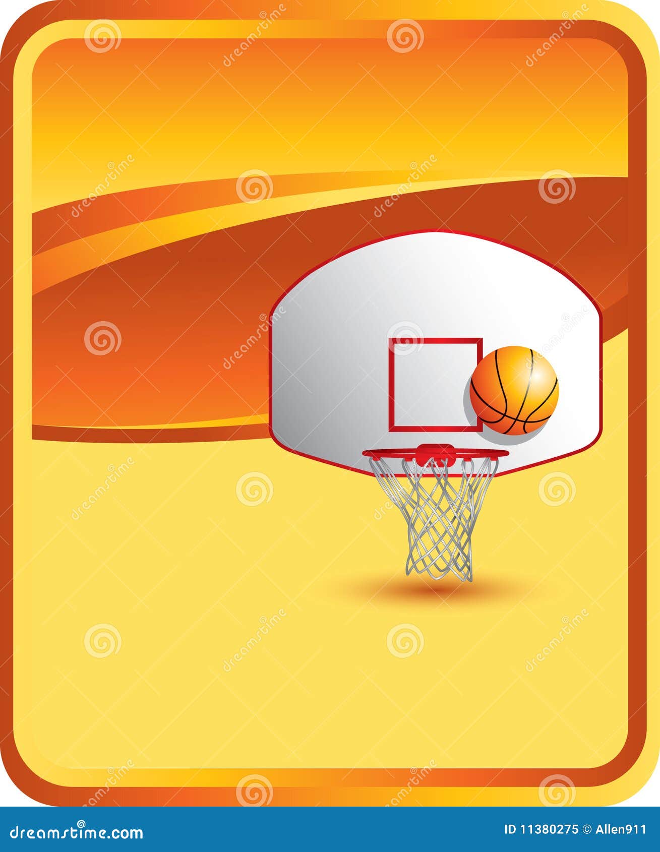 Basketball Backboard And Hoop On Orange Background Cartoon Vector ...