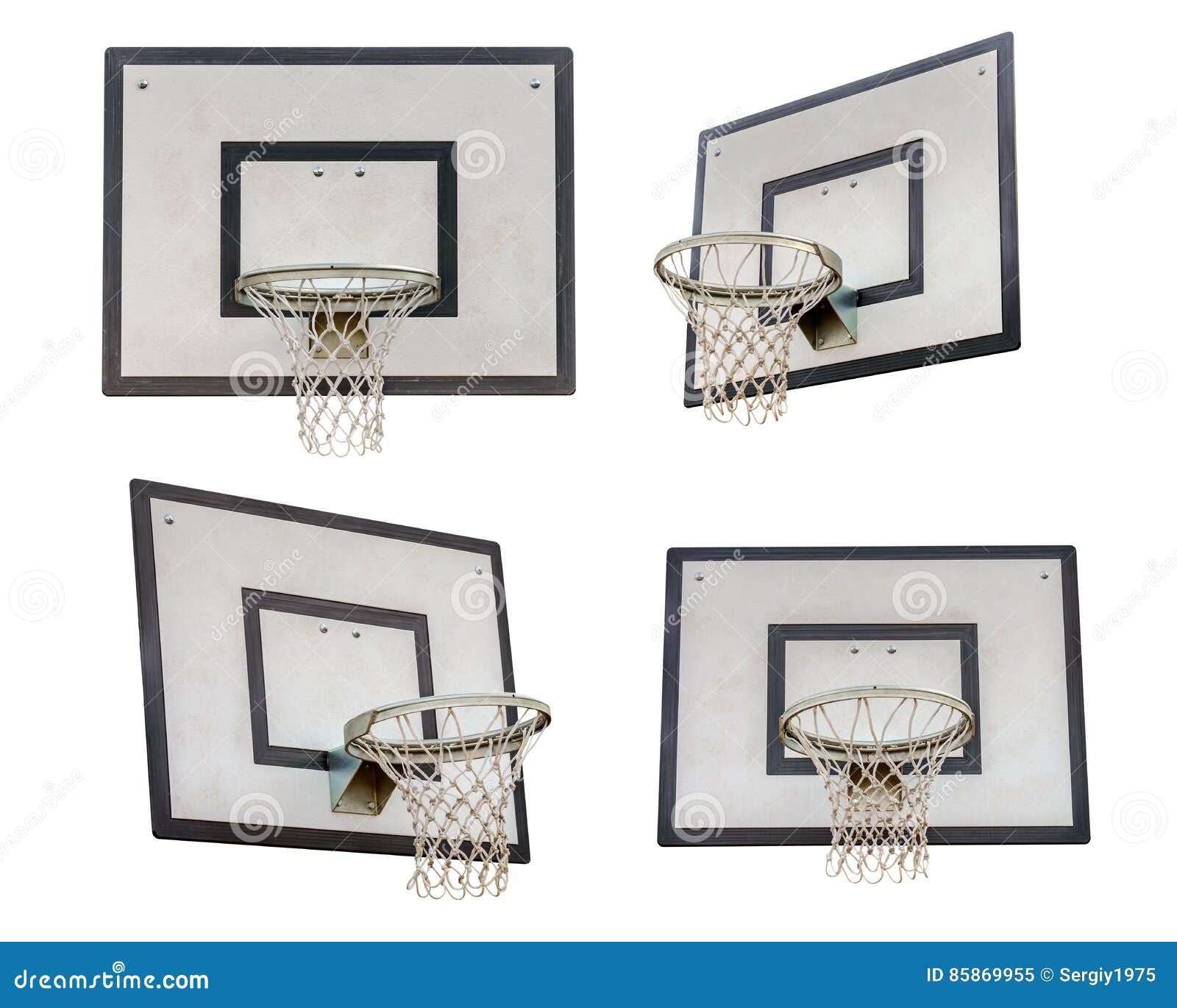 Basketball Backboard With Hoop Without Net On Blue Sky Background Stock ...