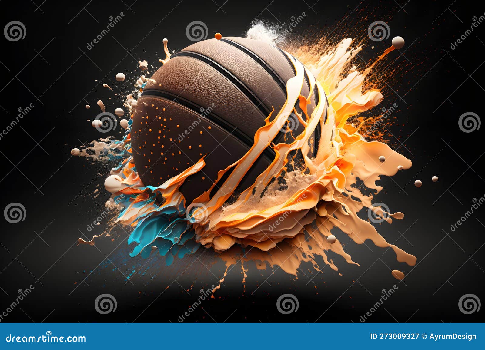 Basketball Ball Abstract Explosion on Dark Background. Generative AI ...