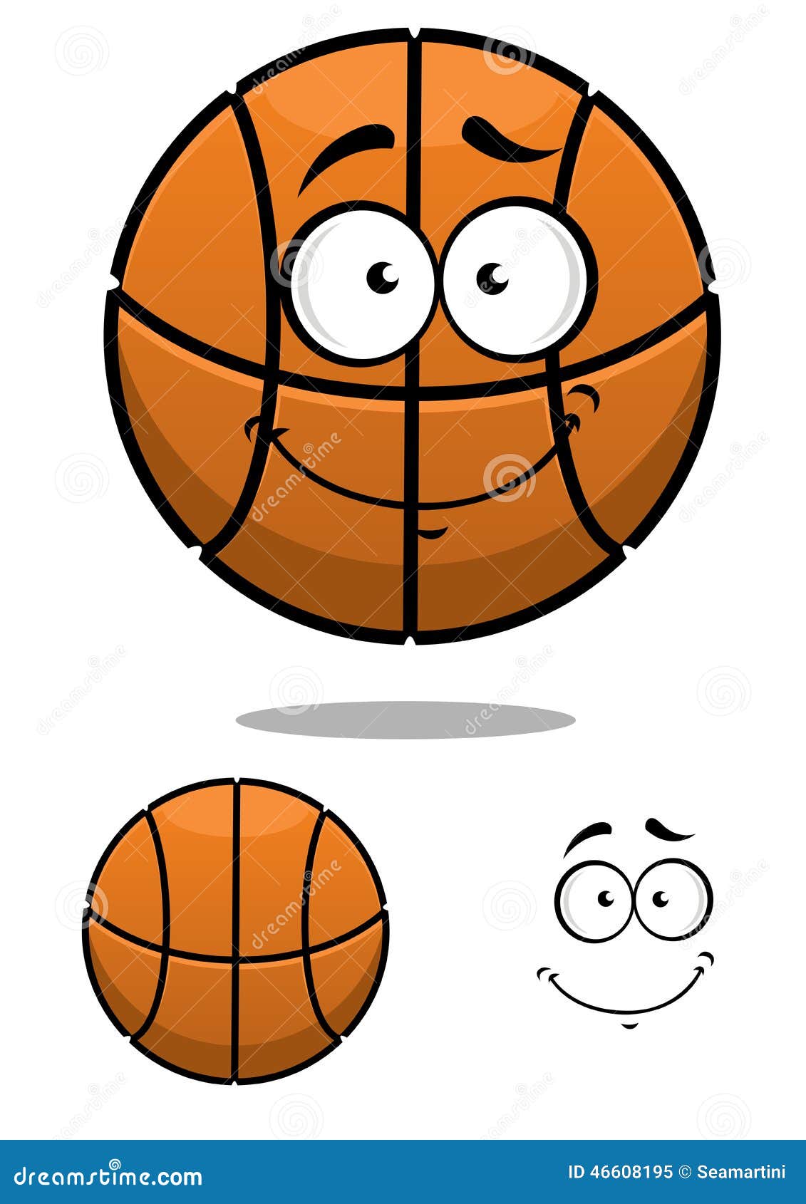 Basketball Ball Character with a Cute Face Stock Vector - Illustration ...