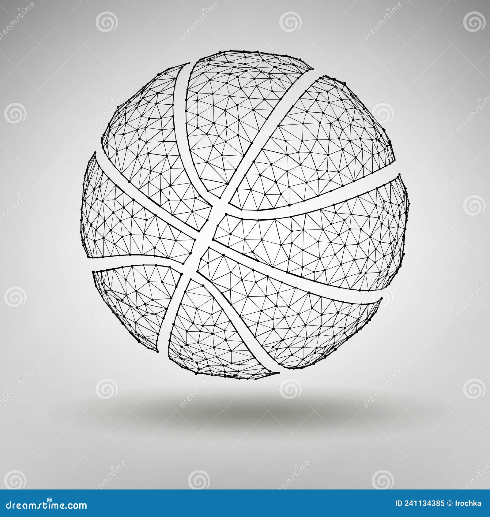 Basketball Ball Consisting of 3D Triangles, Lines, Points and Links ...