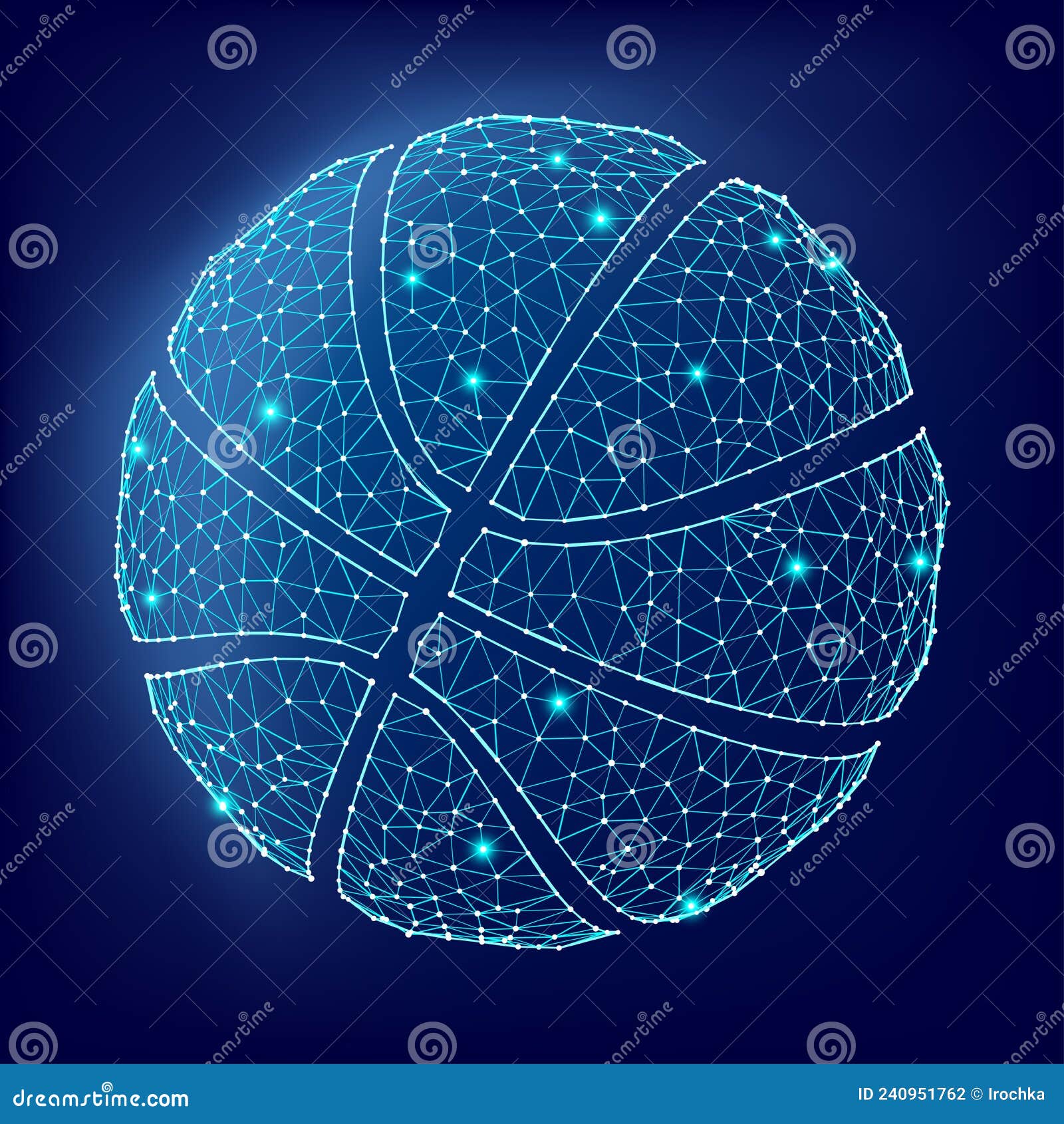 Basketball Ball Consisting of 3D Triangles, Lines, Points and Links ...