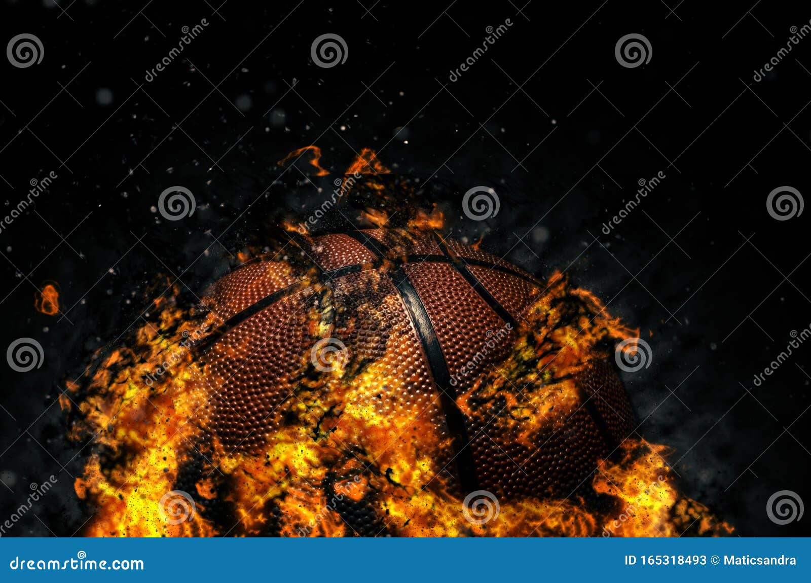 Basketball ball with fire stock image. Image of background - 165318493