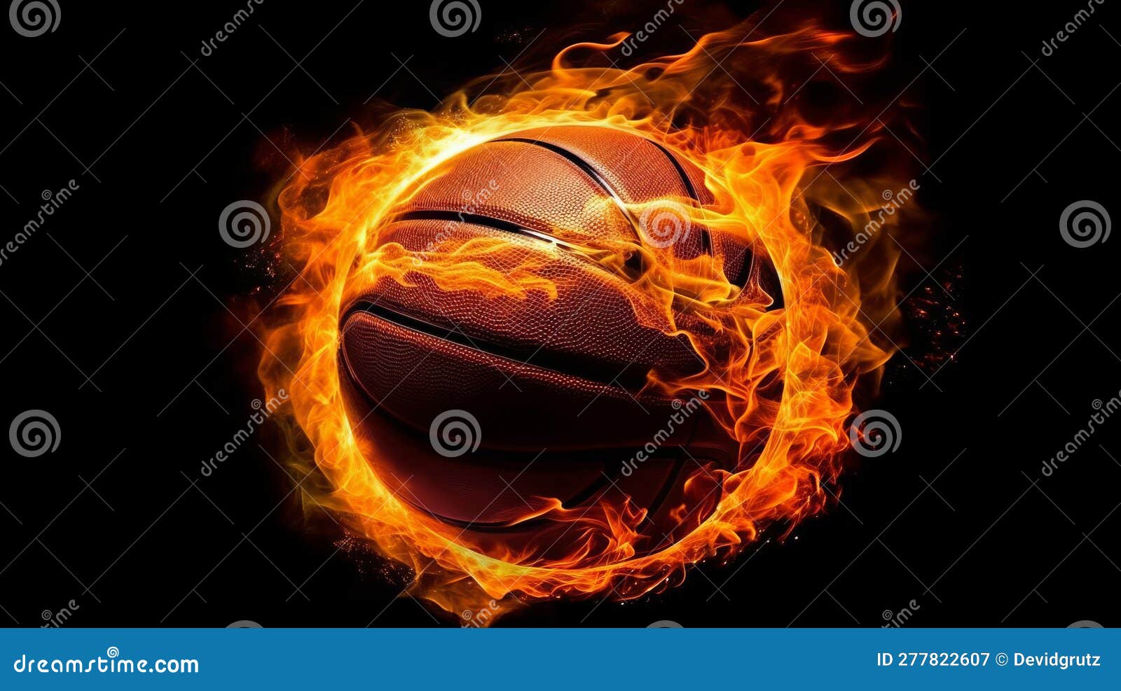 Basketball Ball on Fire on a Black Background. Generative AI Stock ...