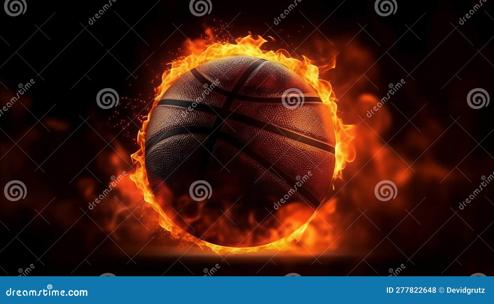 Basketball Ball on Fire on a Black Background. Generative AI Stock ...
