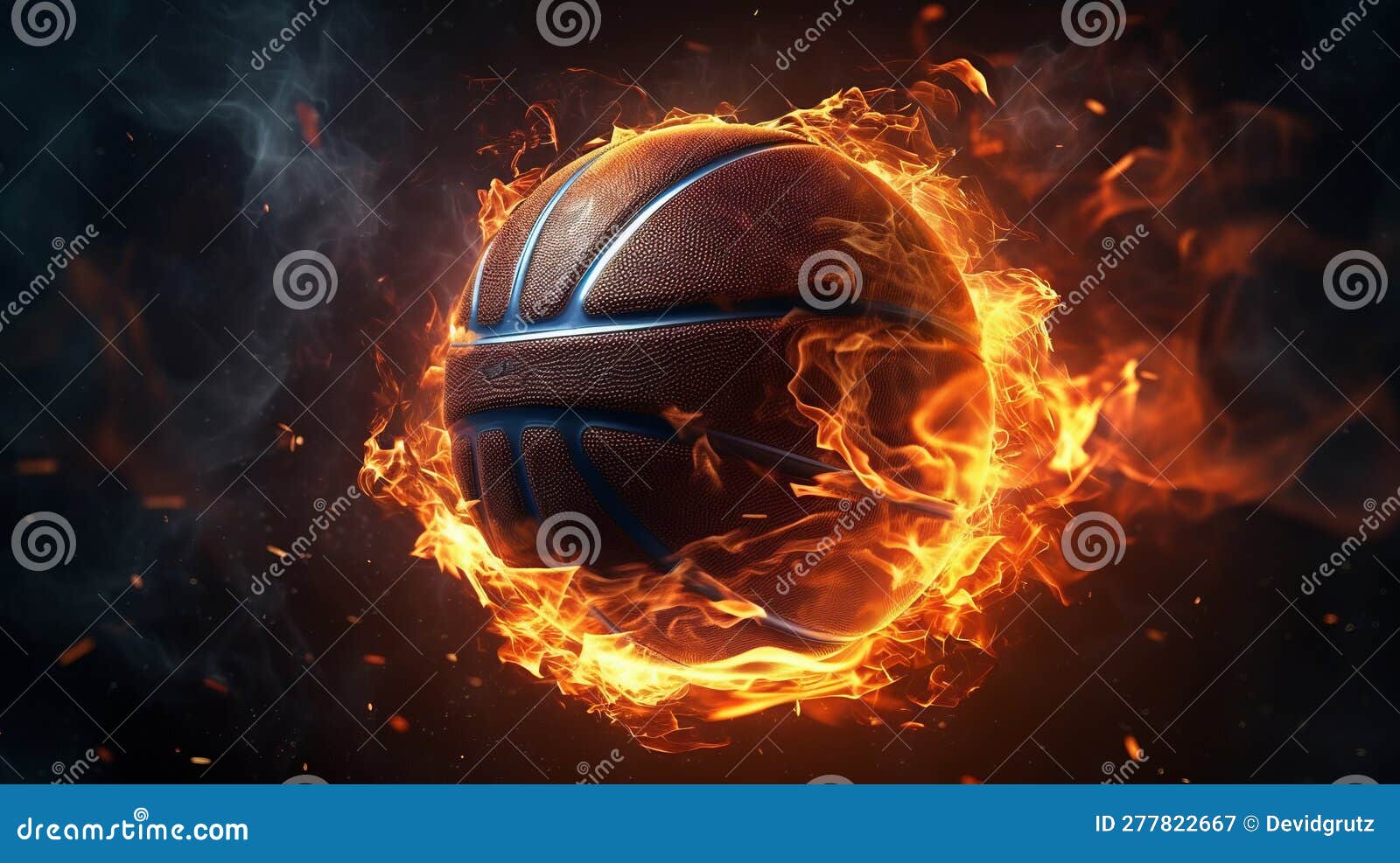Basketball Ball on Fire on a Black Background. Generative AI Stock ...