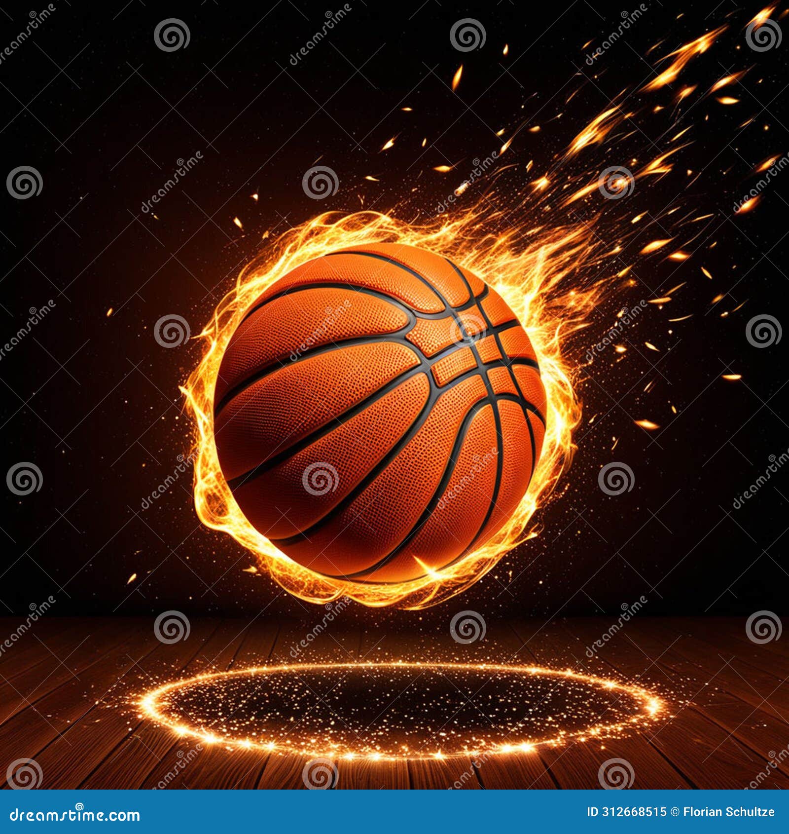 Basketball Ball with Fire Effect and Sparks Stock Illustration ...