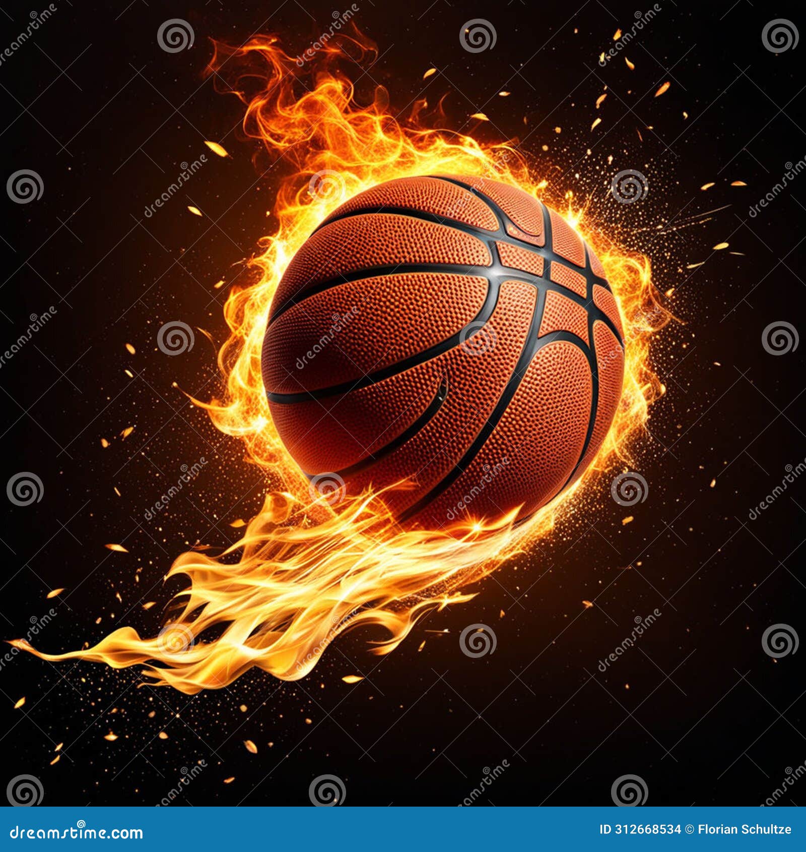 Basketball Ball with Fire Effect and Sparks Stock Illustration ...