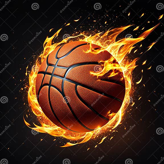 Basketball Ball with Fire Effect and Sparks Stock Illustration ...