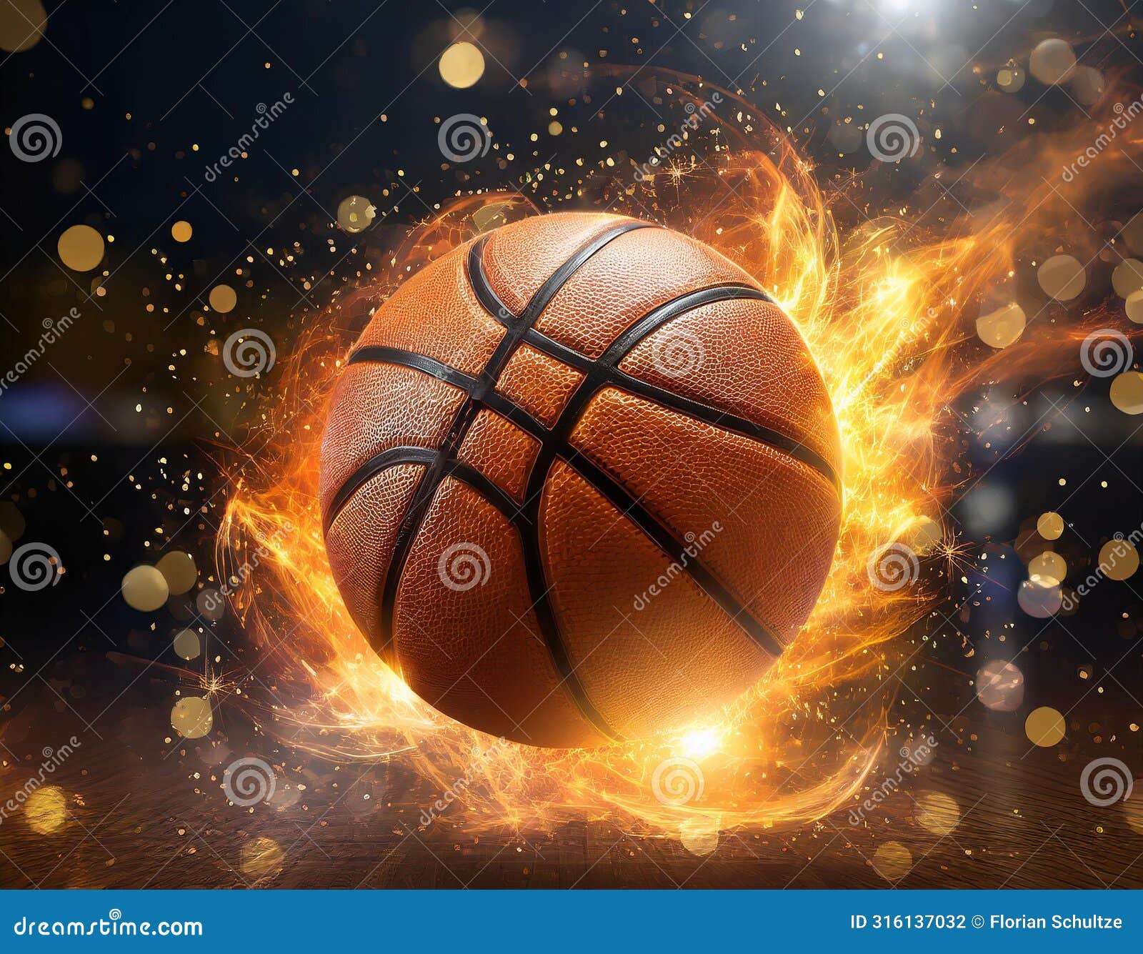 Basketball Ball with Fire Effect and Sparks Stock Illustration ...