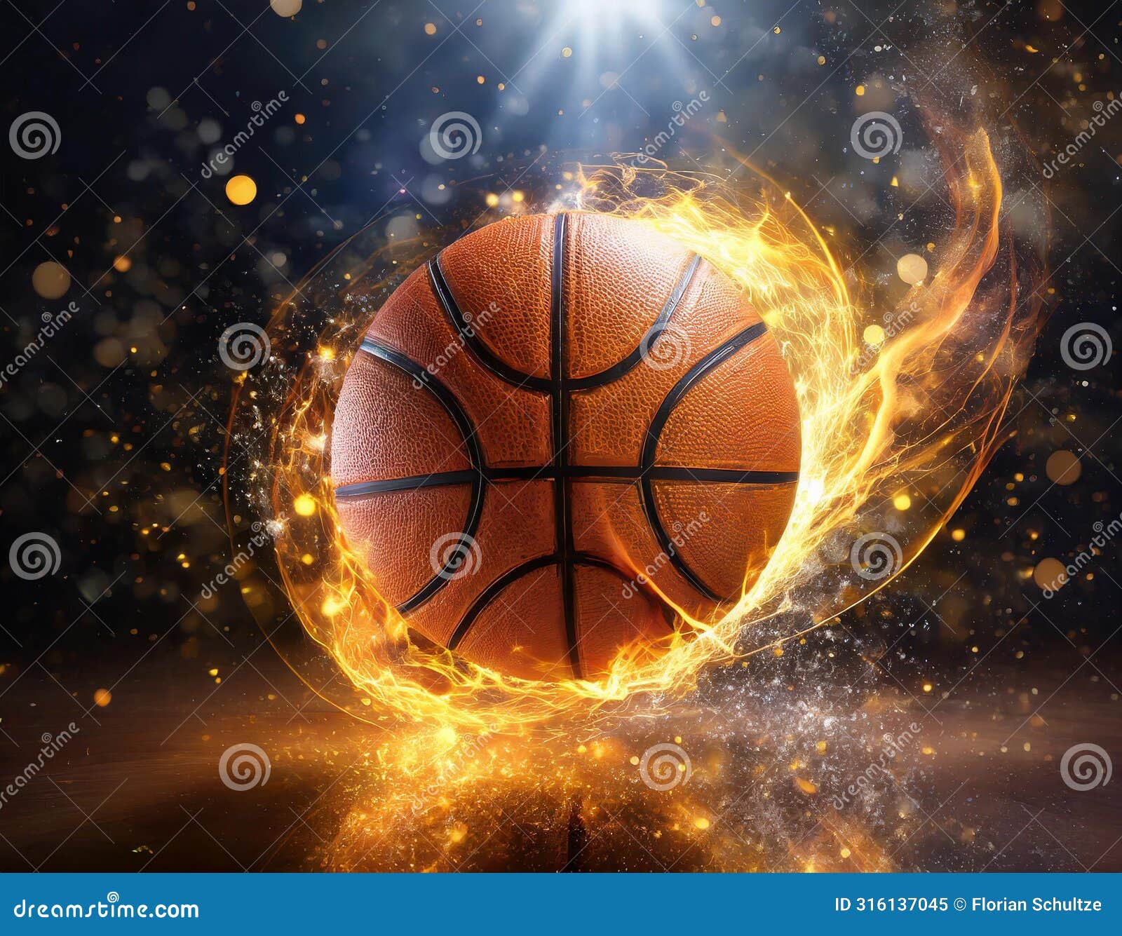 Basketball Ball with Fire Effect and Sparks Stock Illustration ...
