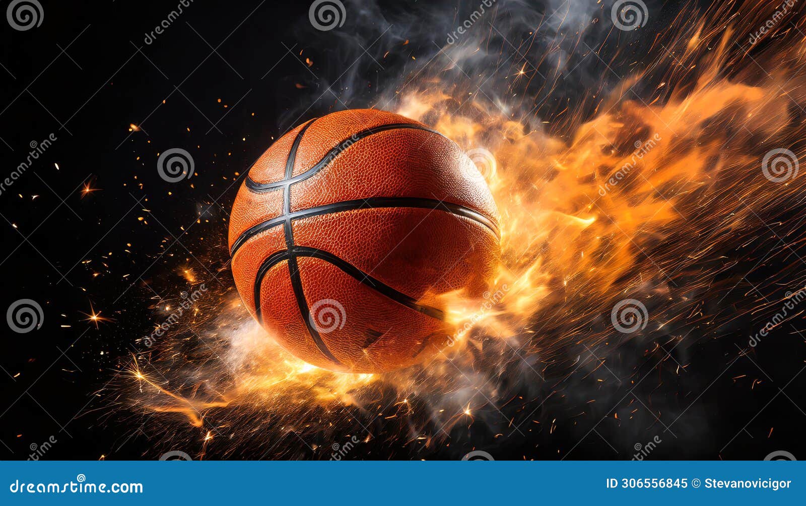Basketball Ball with Fire Effect and Sparks Stock Illustration ...