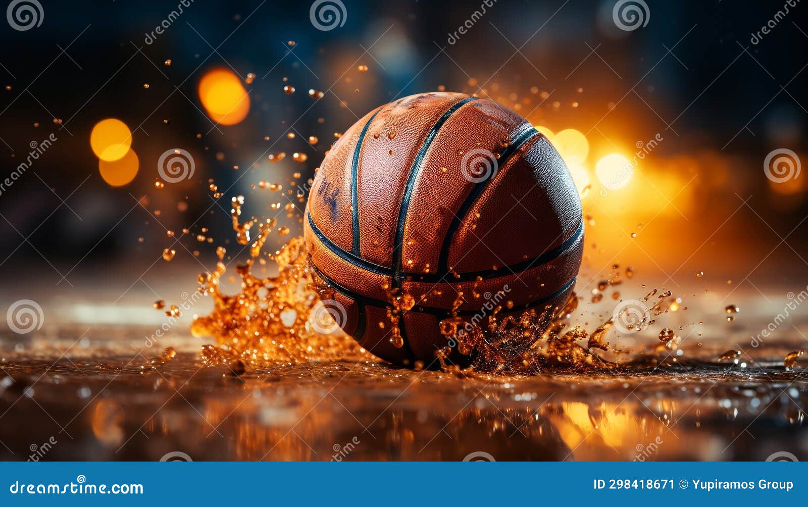 Basketball Ball on Fire, Glowing in the Dark Championship Game ...