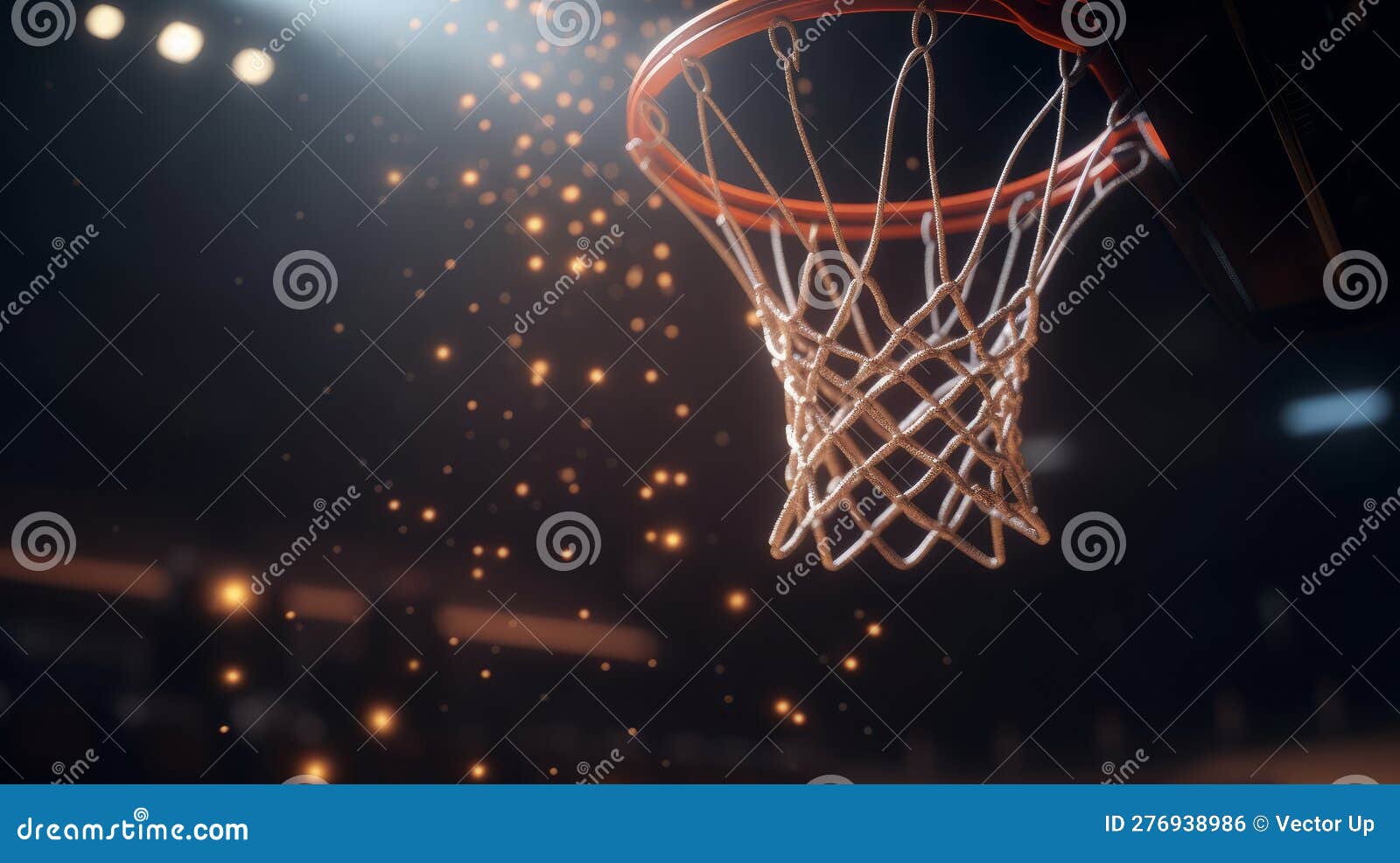 The Basketball Ball Flies into the Hoop. Generative AI Stock ...