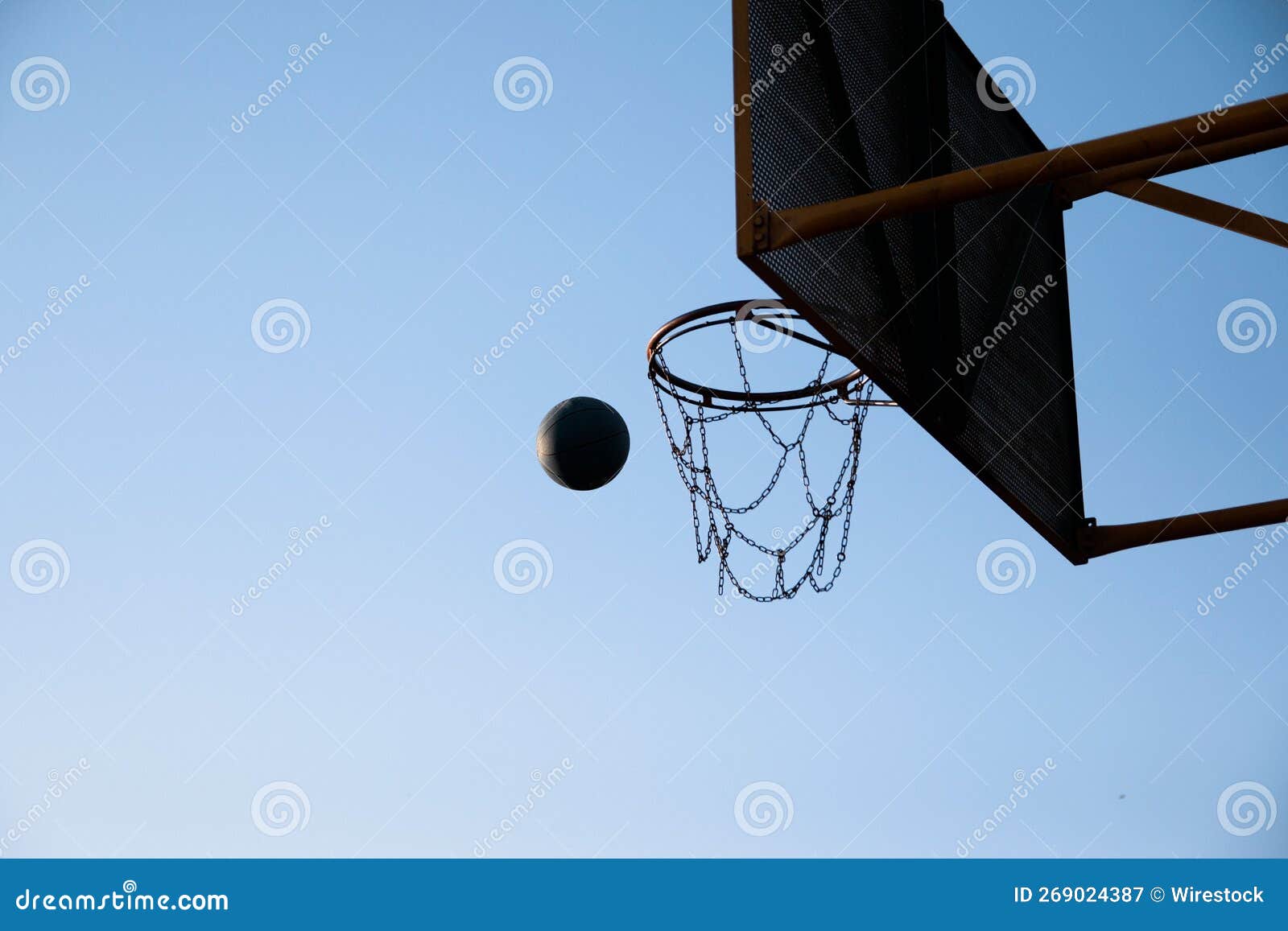 Basketball Ball in Flight Near Basket Stock Image - Image of basket ...