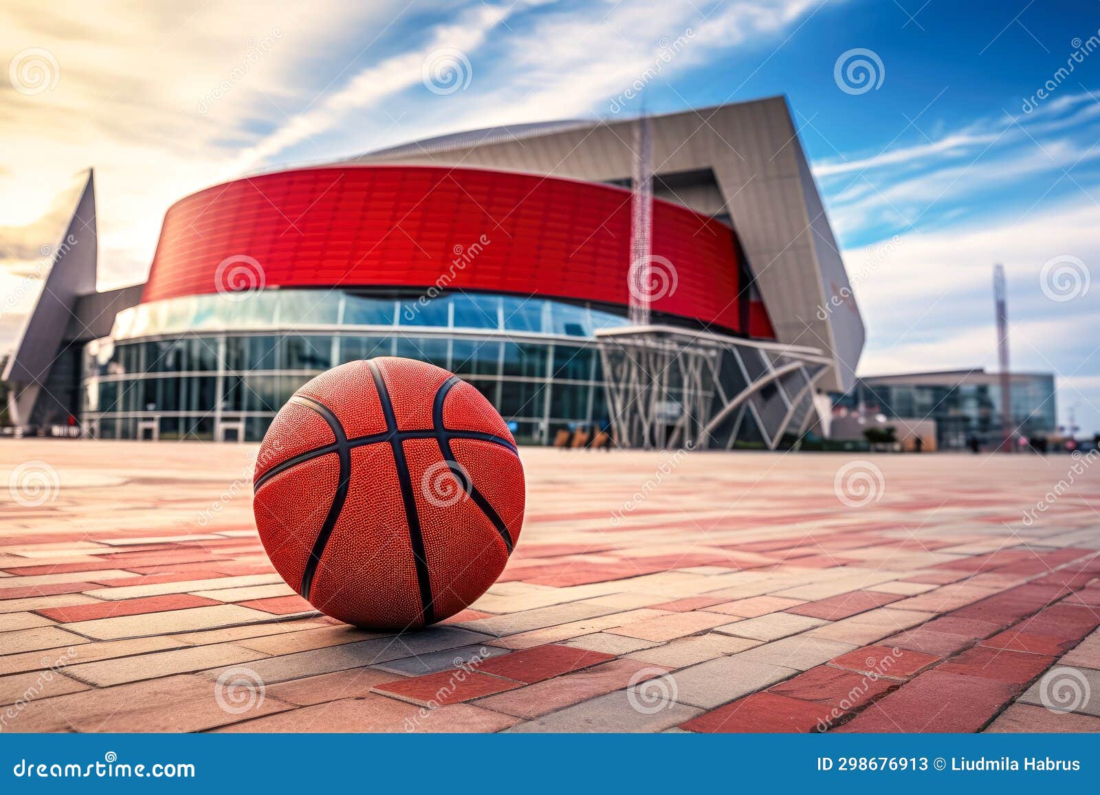 Basketball Ball in Front of a Modern Stadium. Generative AI Stock Image ...