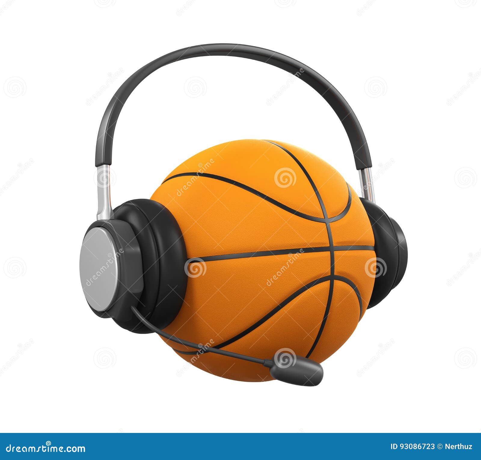 Basketball Ball with Headset Isolated Stock Illustration - Illustration ...
