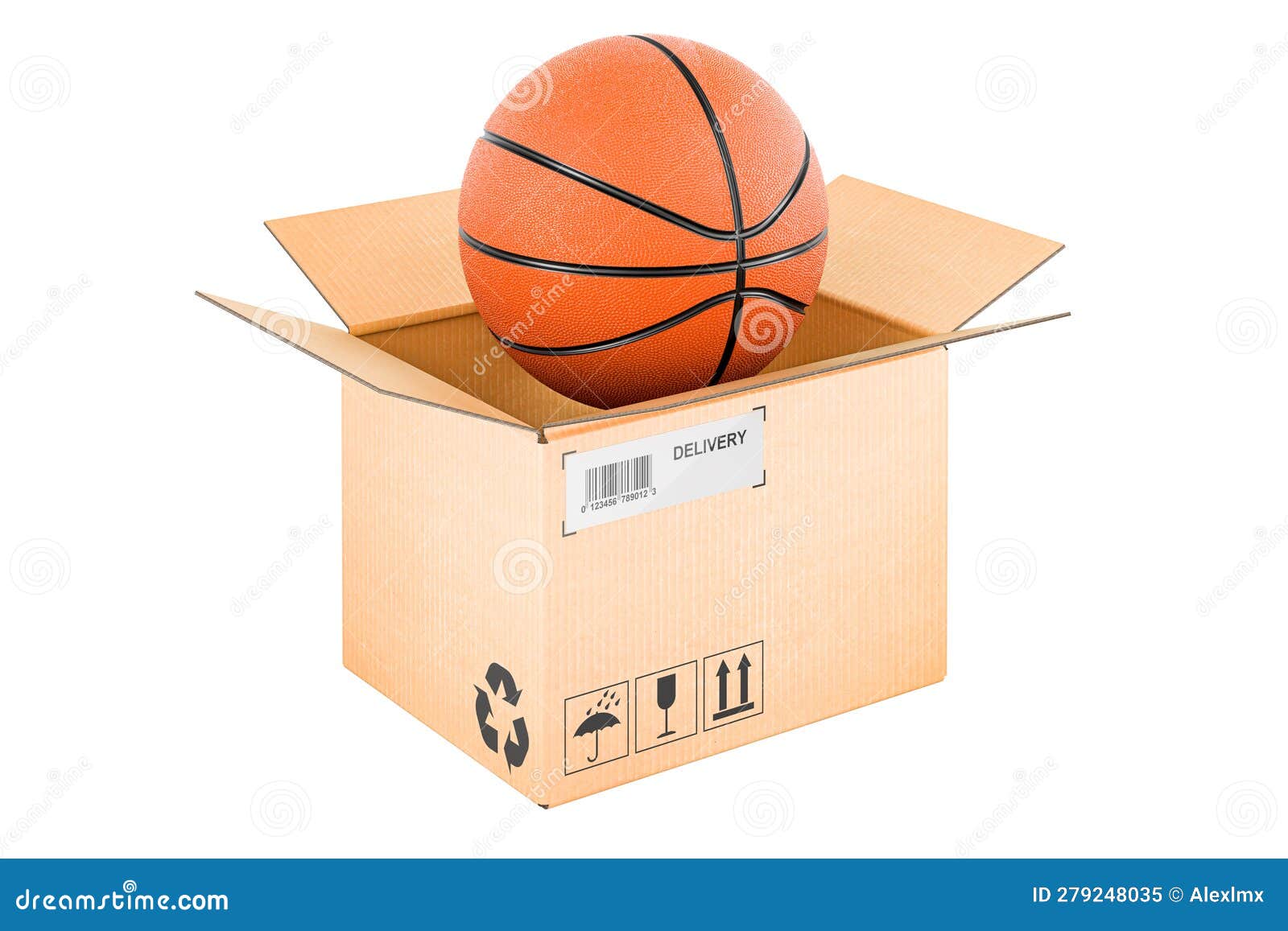 With Basketball Cardboard Is Placed Above Cartoon Table Vector ...