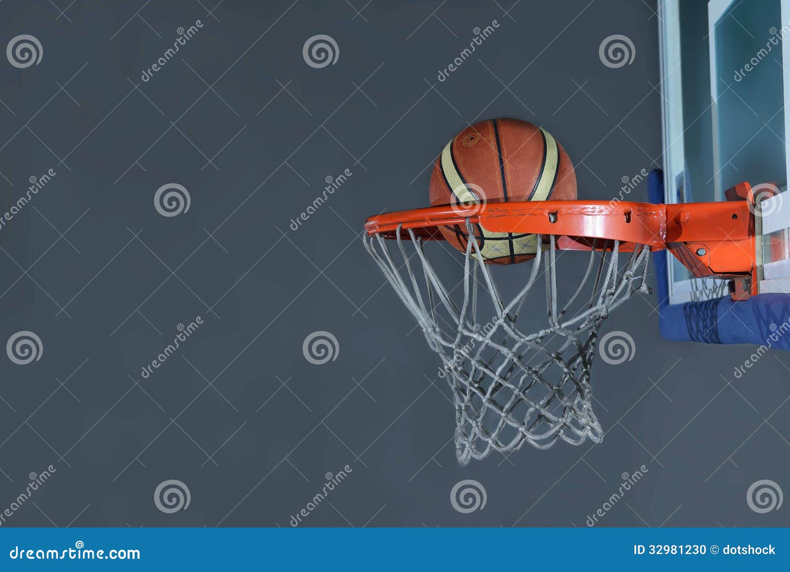 Basketball Ball and Net on Grey Background Stock Photo - Image of black ...