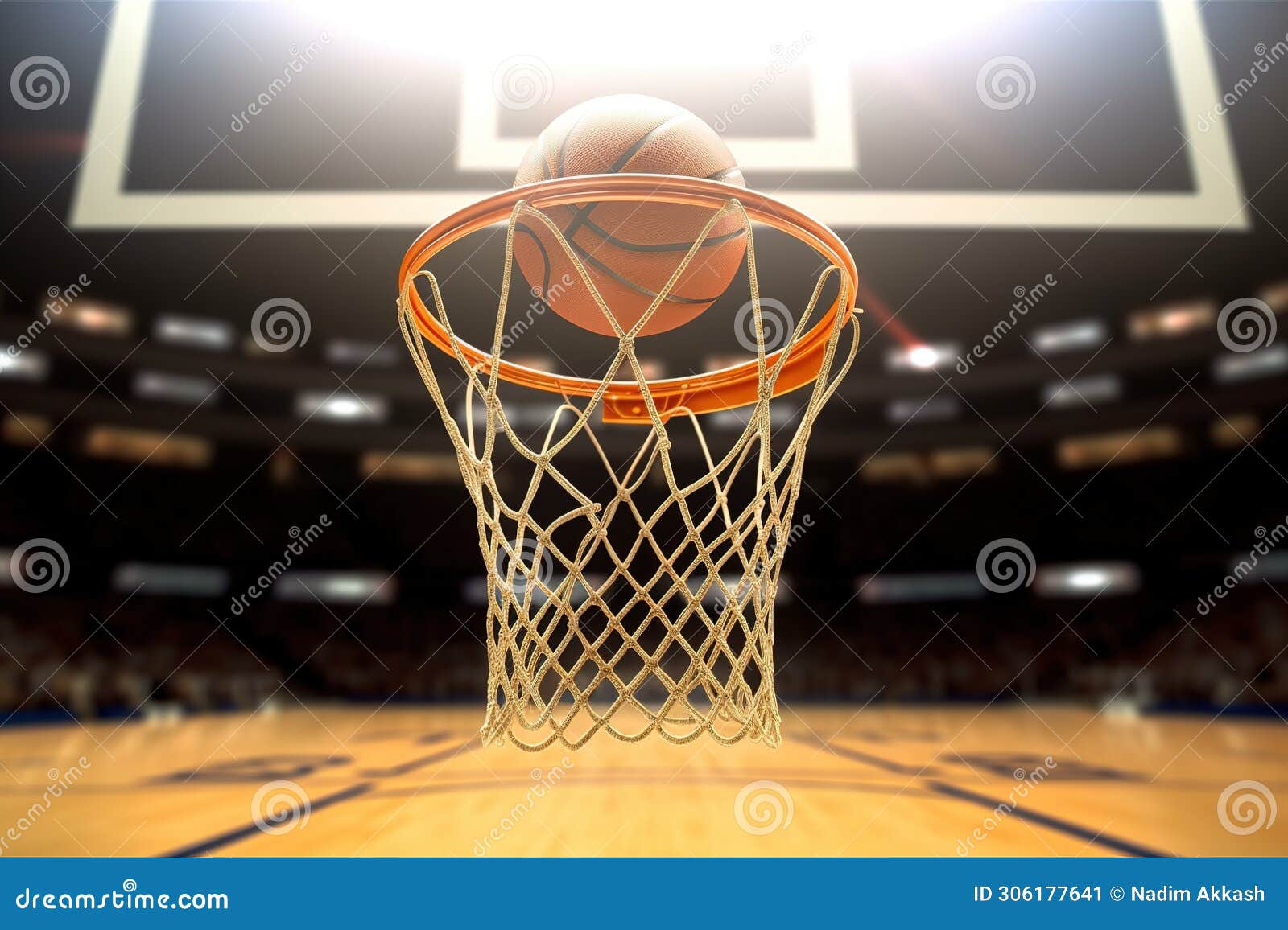 Basketball Ball Scoring the Winning Points on Basketball Net Hoo Stock ...