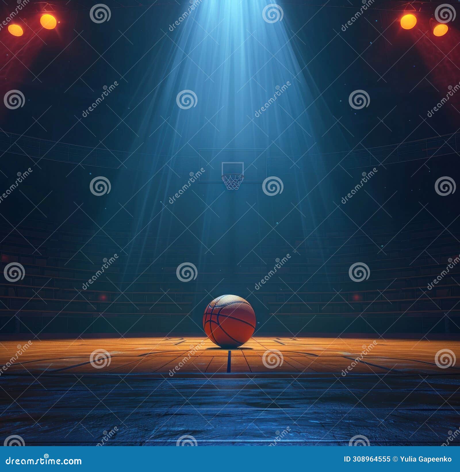Basketball Ball and Spotlight in a Stadium Stock Image - Image of ...